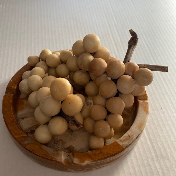 Accents | Vintage Mcm Stone Marble Grapes With Marble Trayashtray ...
